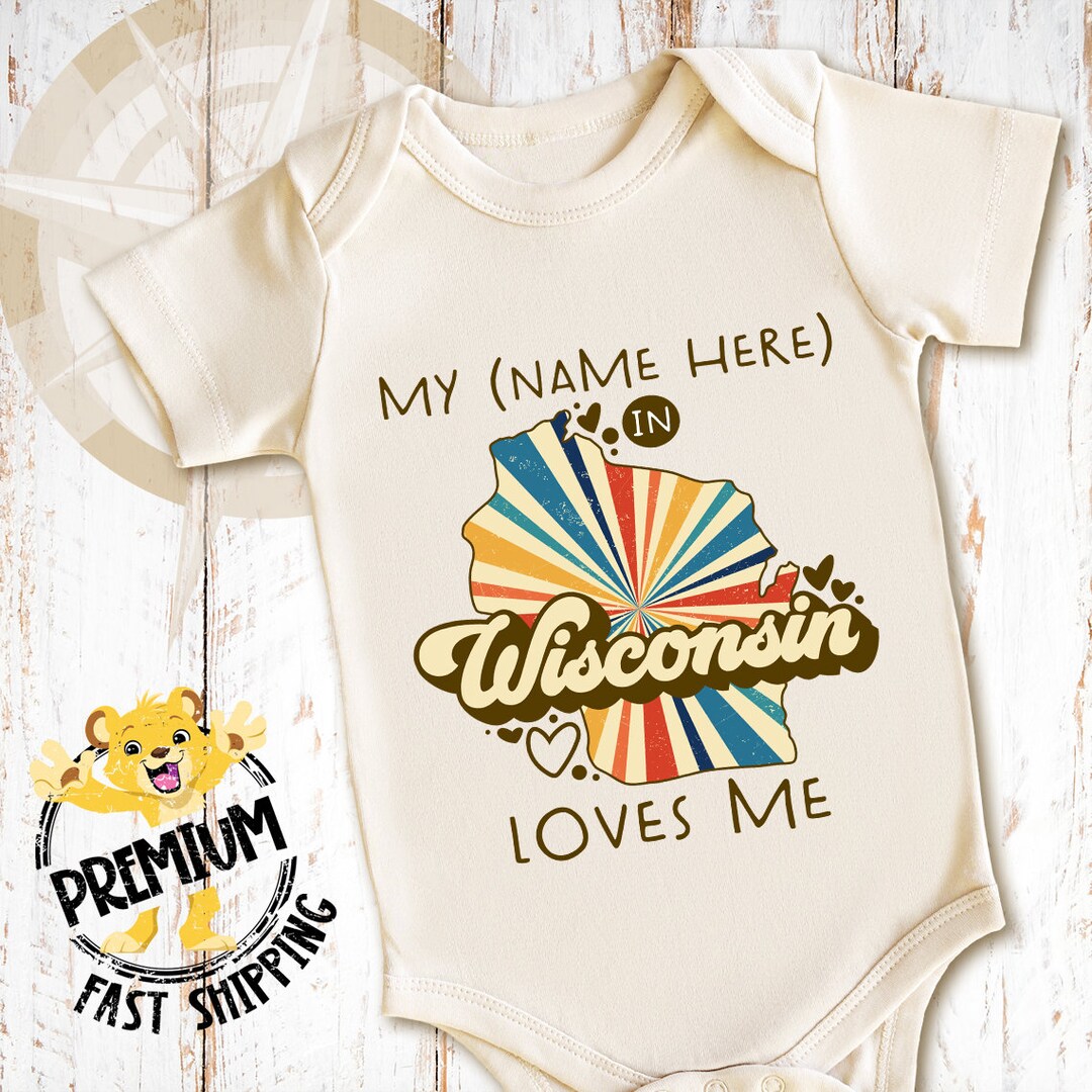 Personalized Wisconsin Retro Onesie® - Someone in WI Loves Me Shirt ...