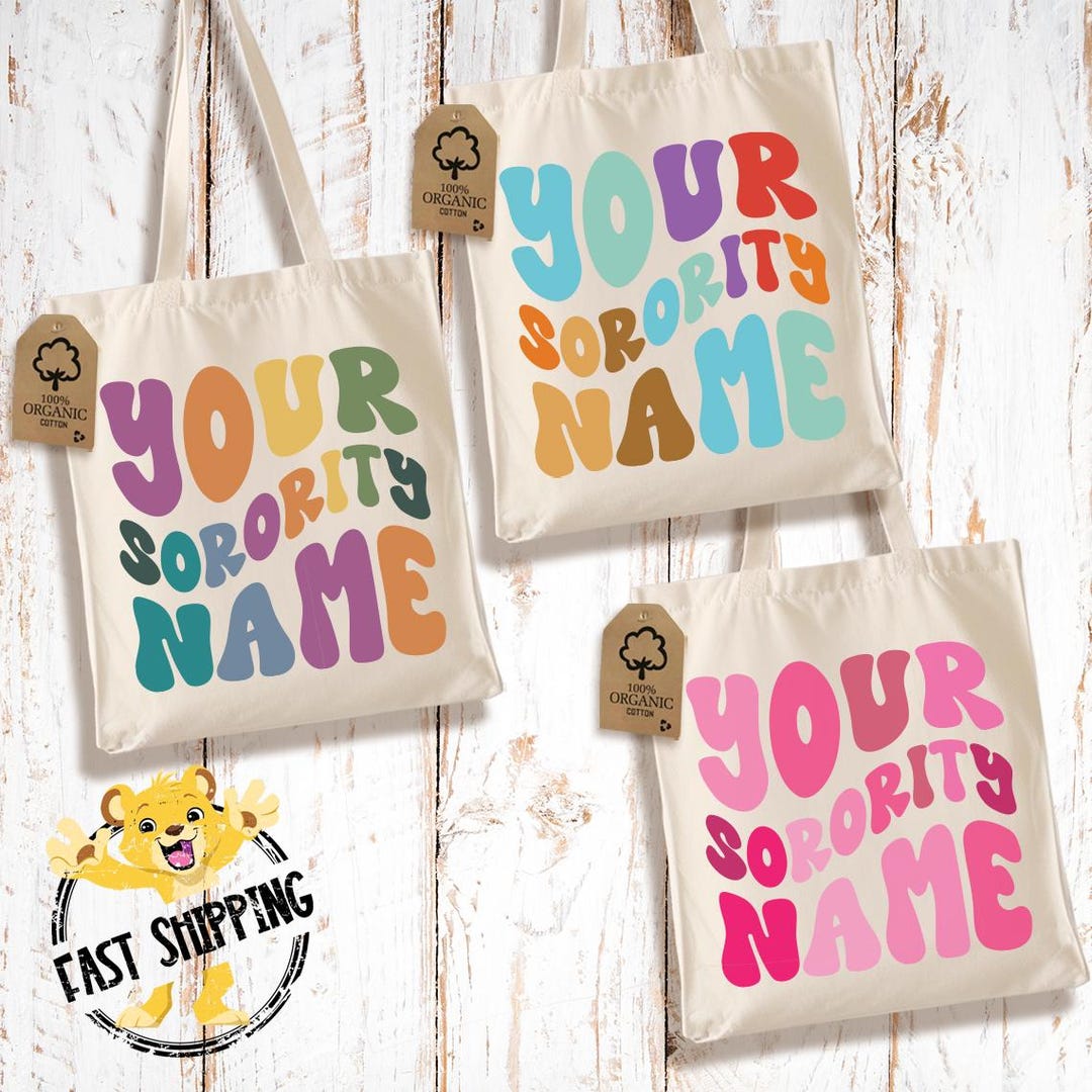 Custom Sorority Tote Bags - Initiation Gift Rush Bid Day Bag - Big ...