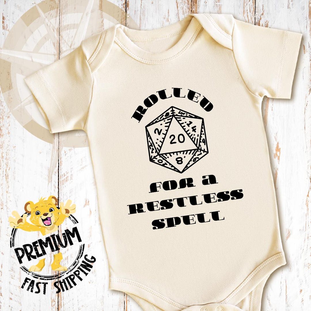 Rolled D20 Restless Spell Onesie® - Dice Shapes Gaming 20-sided Shirt ...