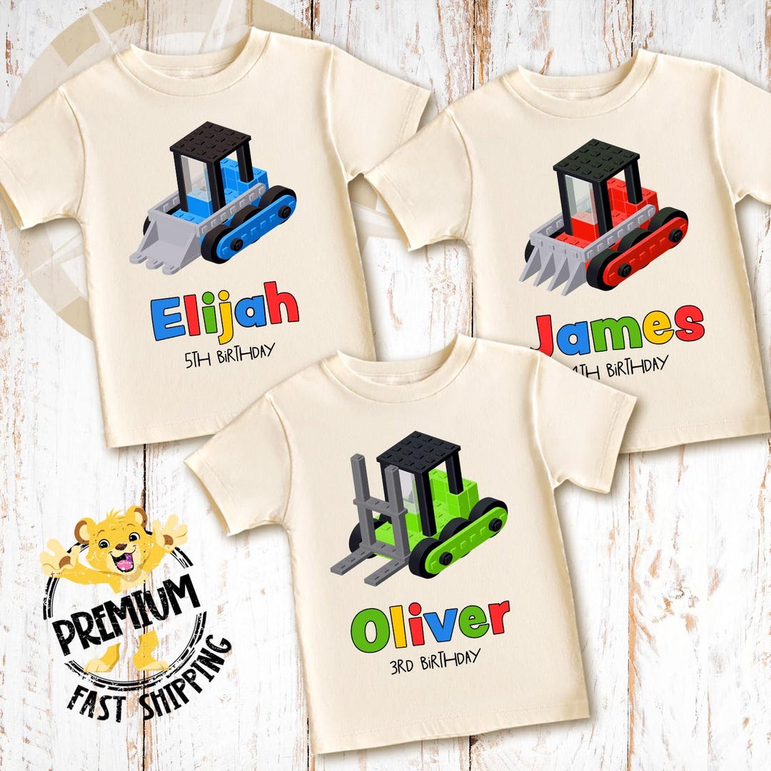 Customizable Construction Building Block Birthday Shirt - Building ...