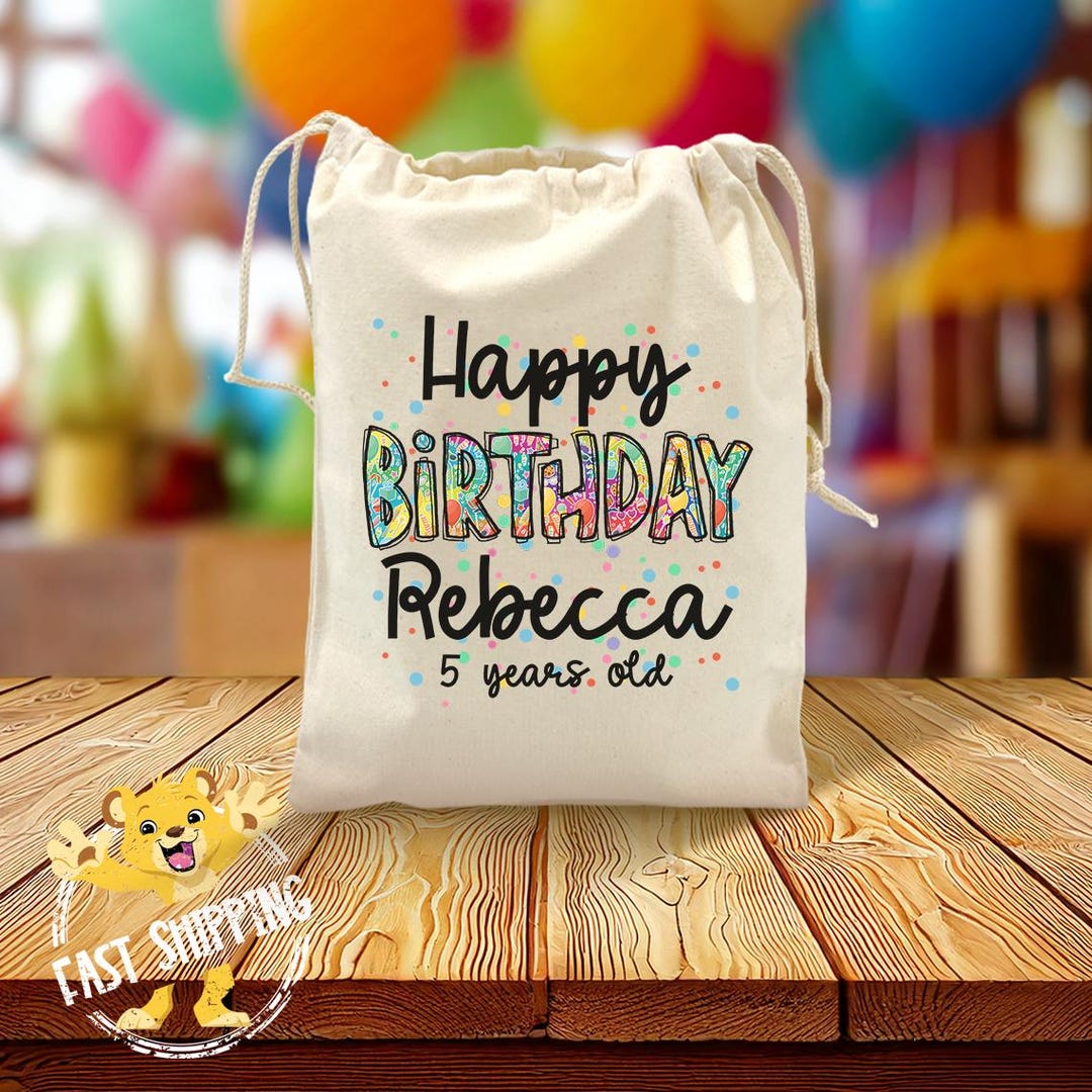 Custom Happy Birthday Party Goodie Bags - Personalized Canvas ...