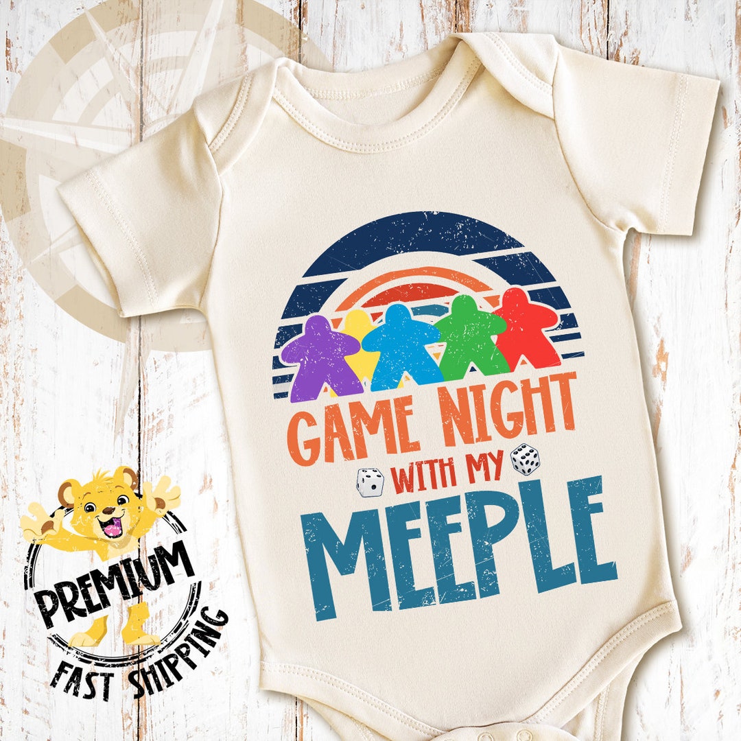 Game Night With My Meeple Onesie®, Meeple Bodysuit, Gaming Onesie ...