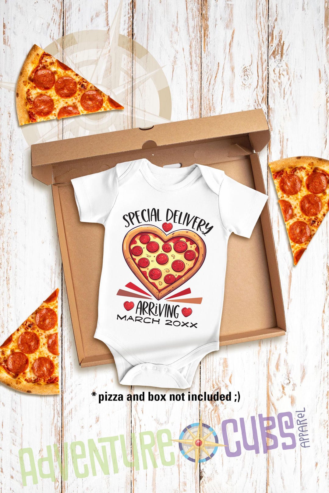Personalized Special Delivery Pizza Baby Announcement Onesie® - Cute ...
