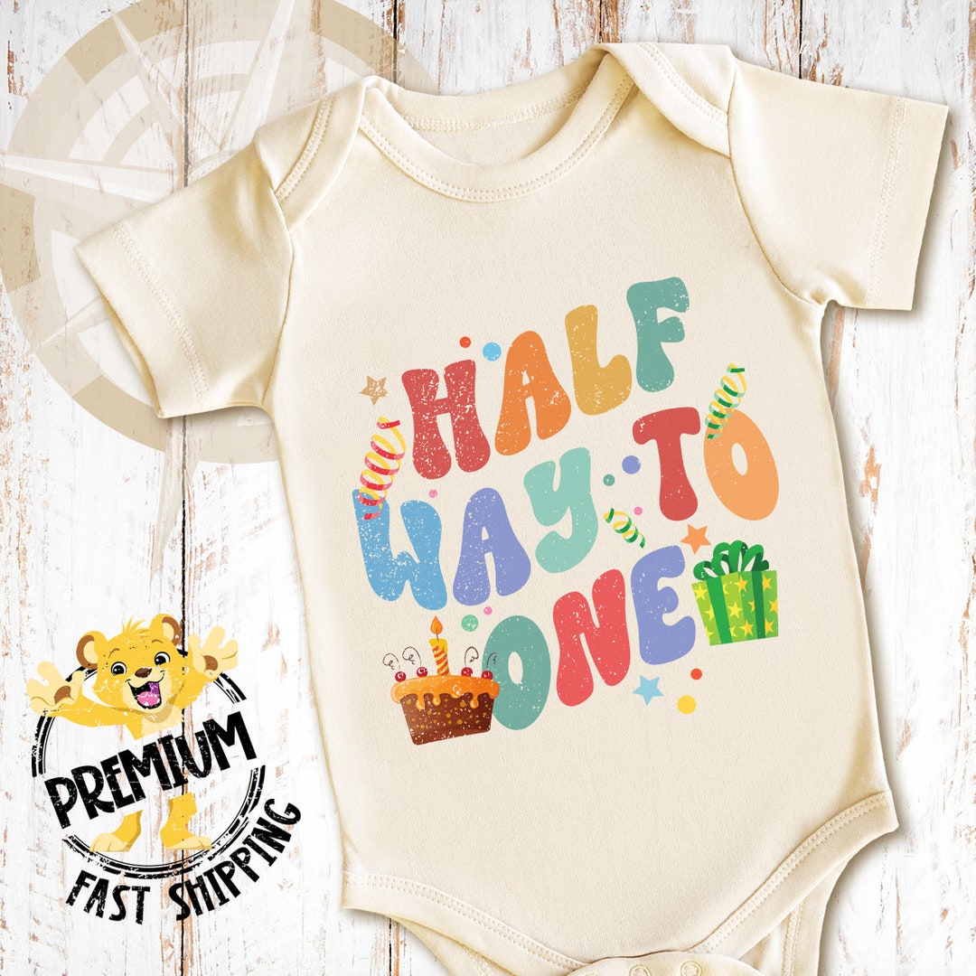 Halfway to One Retro Onesie® - Six Month Birthday Outfit - Gender ...