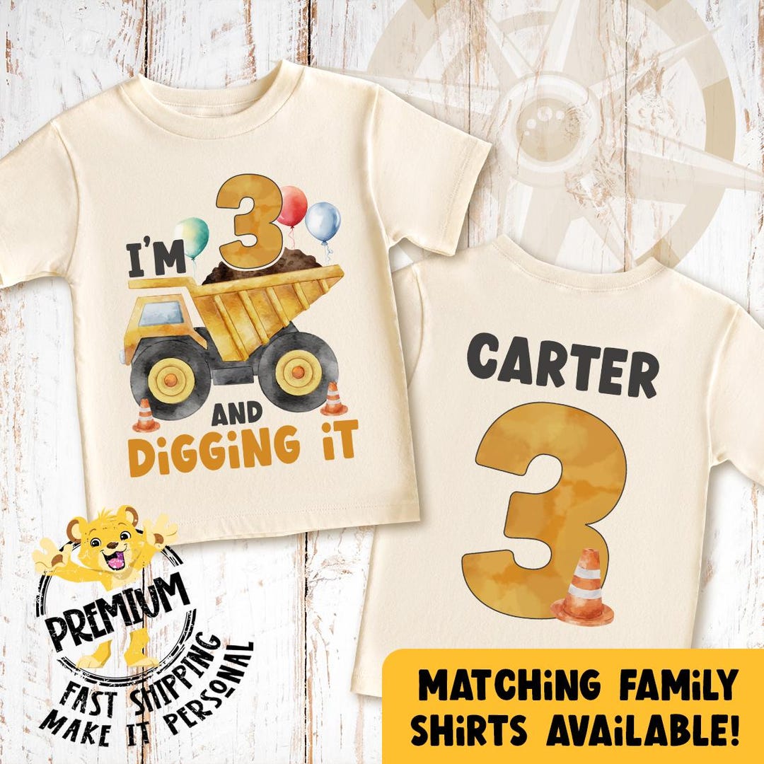 I'm 3 & Digging It Construction Birthday Shirt, Construction Shirt, 3rd Birthday Construction ...