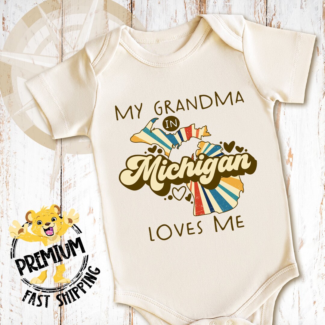 Personalized Michigan Retro Onesie® - Someone in Michigan Loves Me ...