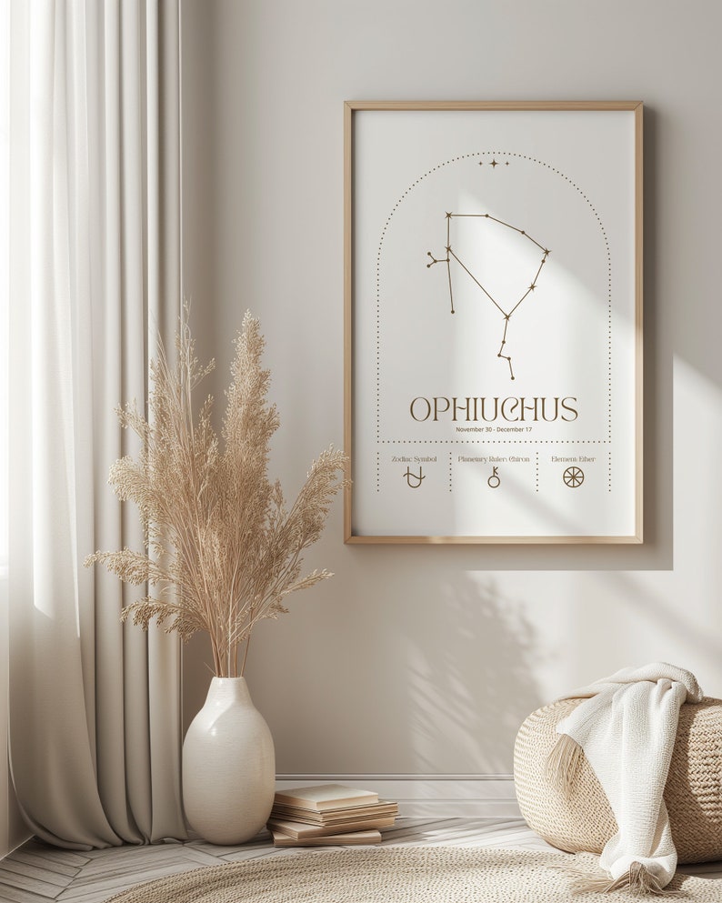 Ophiuchus Print, Zodiac Poster, Ophiuchus Gift, Modern Neutral Wall Art ...