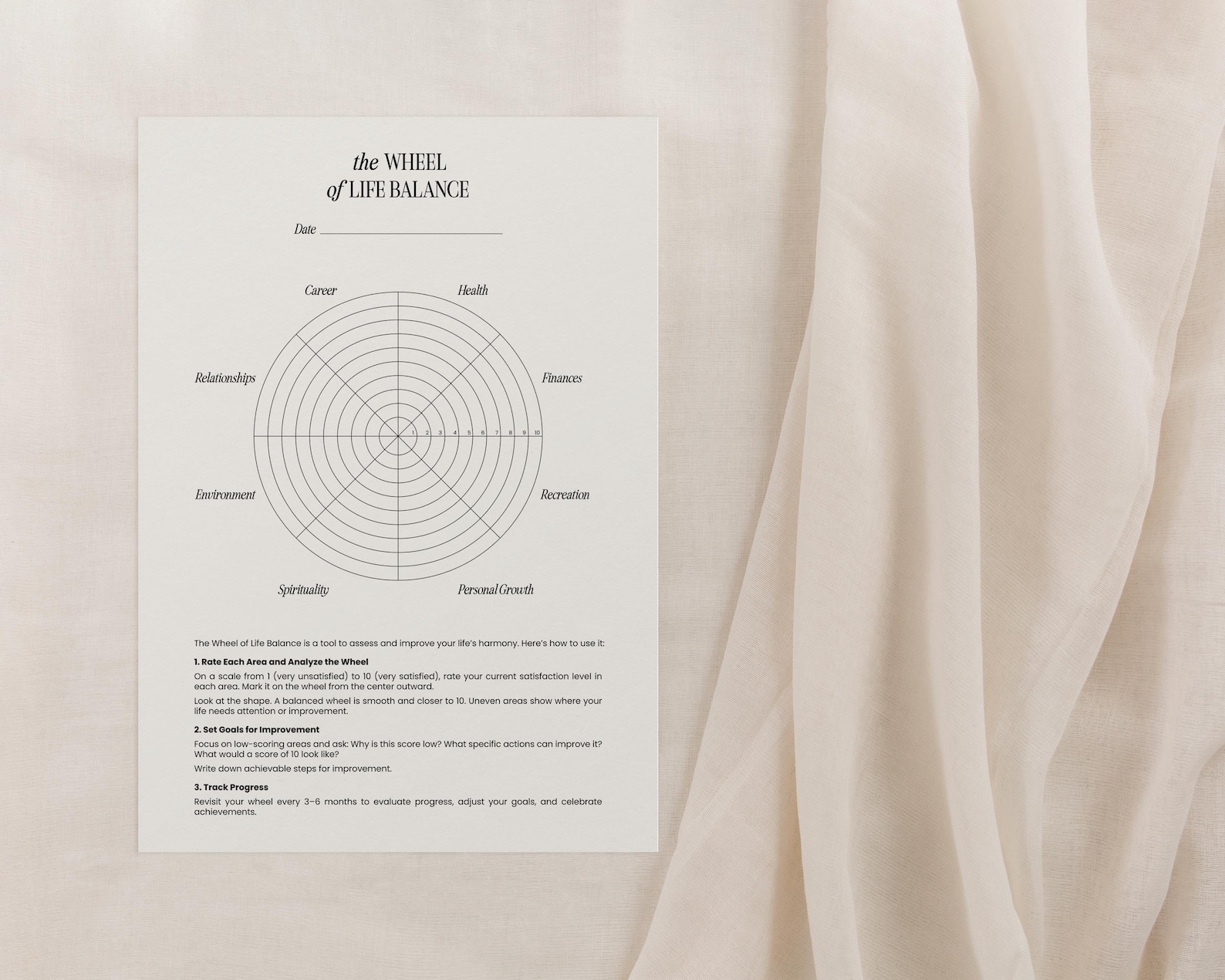 The Wheel of Life Balance, Simple Printable Download, Wheel of Life ...