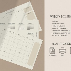 2025 Calendar, Monthly and Weekly Planner, Printable Calendar Template ...