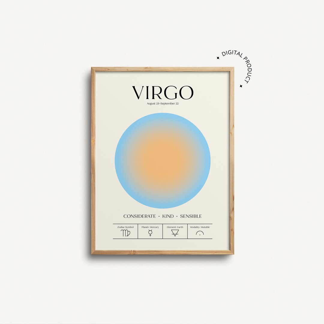 Virgo Wall Art Retro Zodiac Poster Virgo Gift Astrology - Etsy