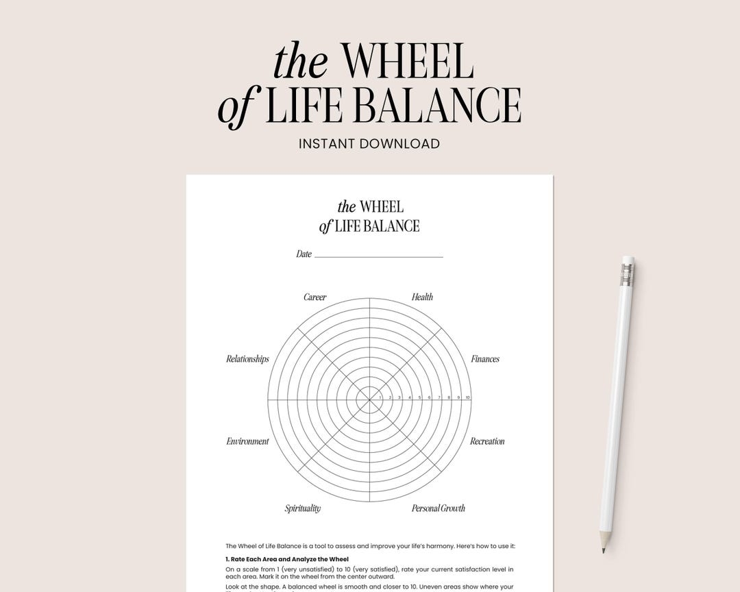 The Wheel of Life Balance, Simple Printable Download, Wheel of Life ...
