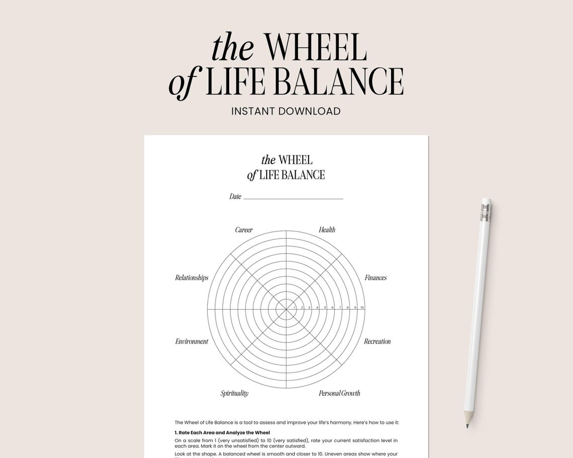 The Wheel of Life Balance, Simple Printable Download, Wheel of Life ...
