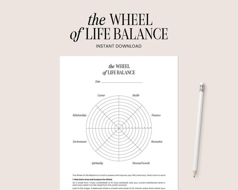The Wheel of Life Balance, Simple Printable Download, Wheel of Life ...