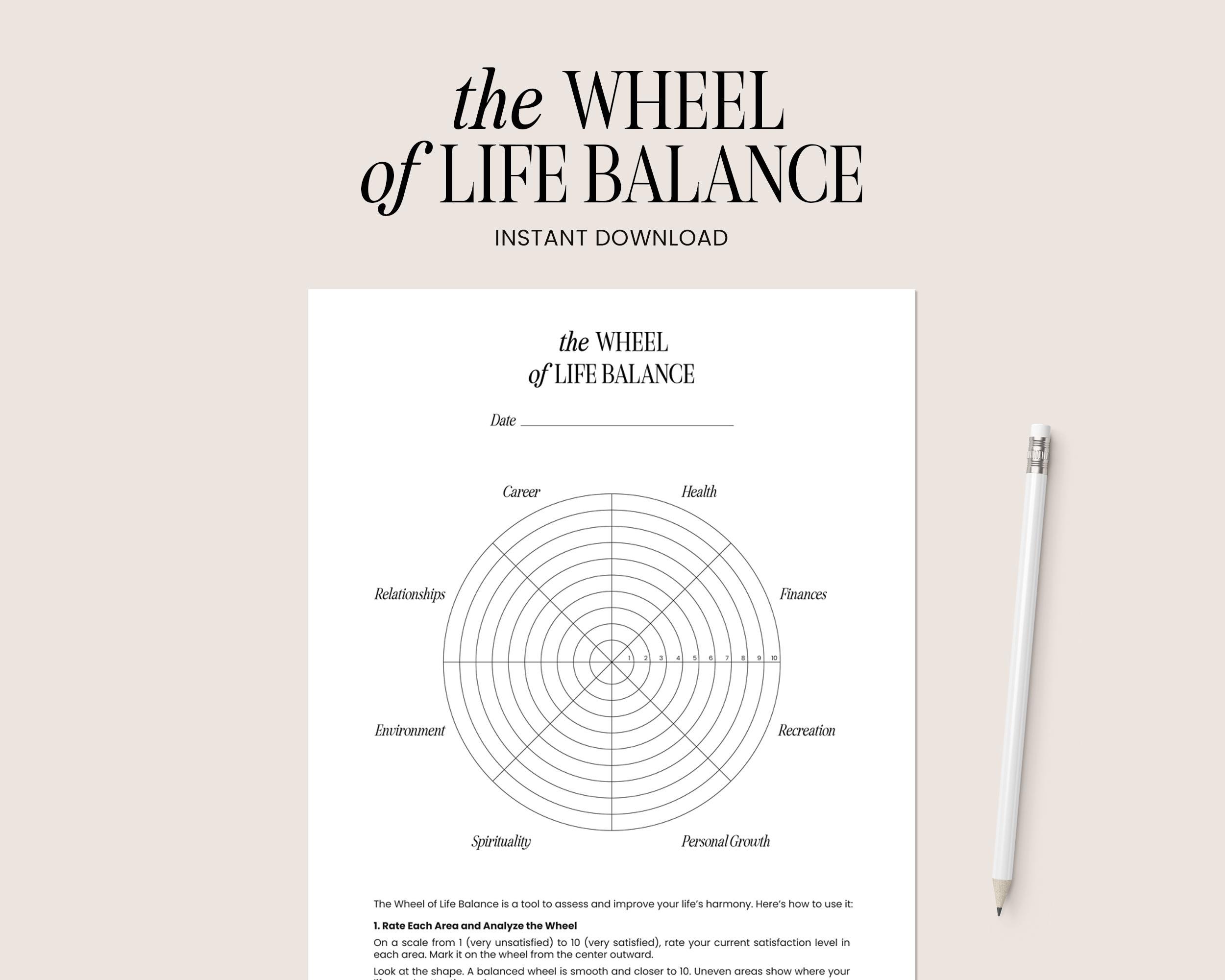The Wheel of Life Balance, Simple Printable Download, Wheel of Life ...