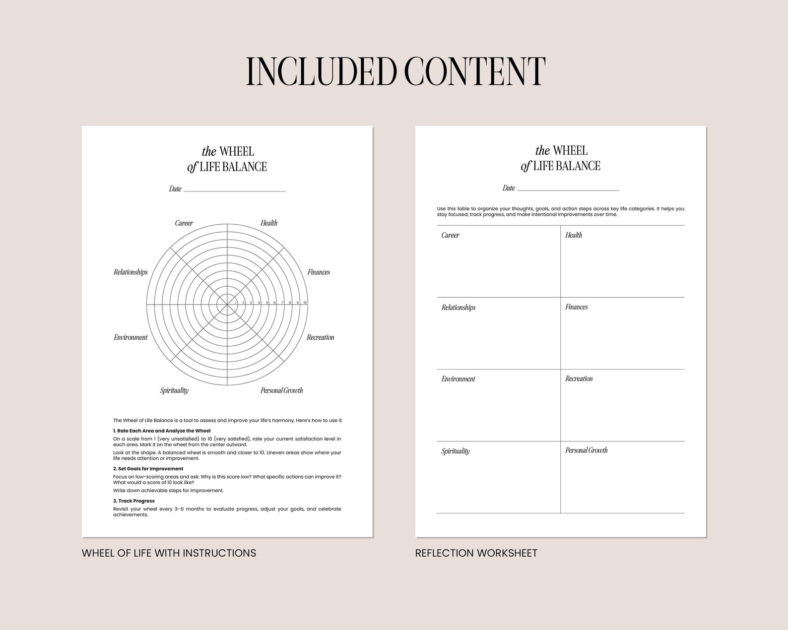 The Wheel of Life Balance, Simple Printable Download, Wheel of Life ...