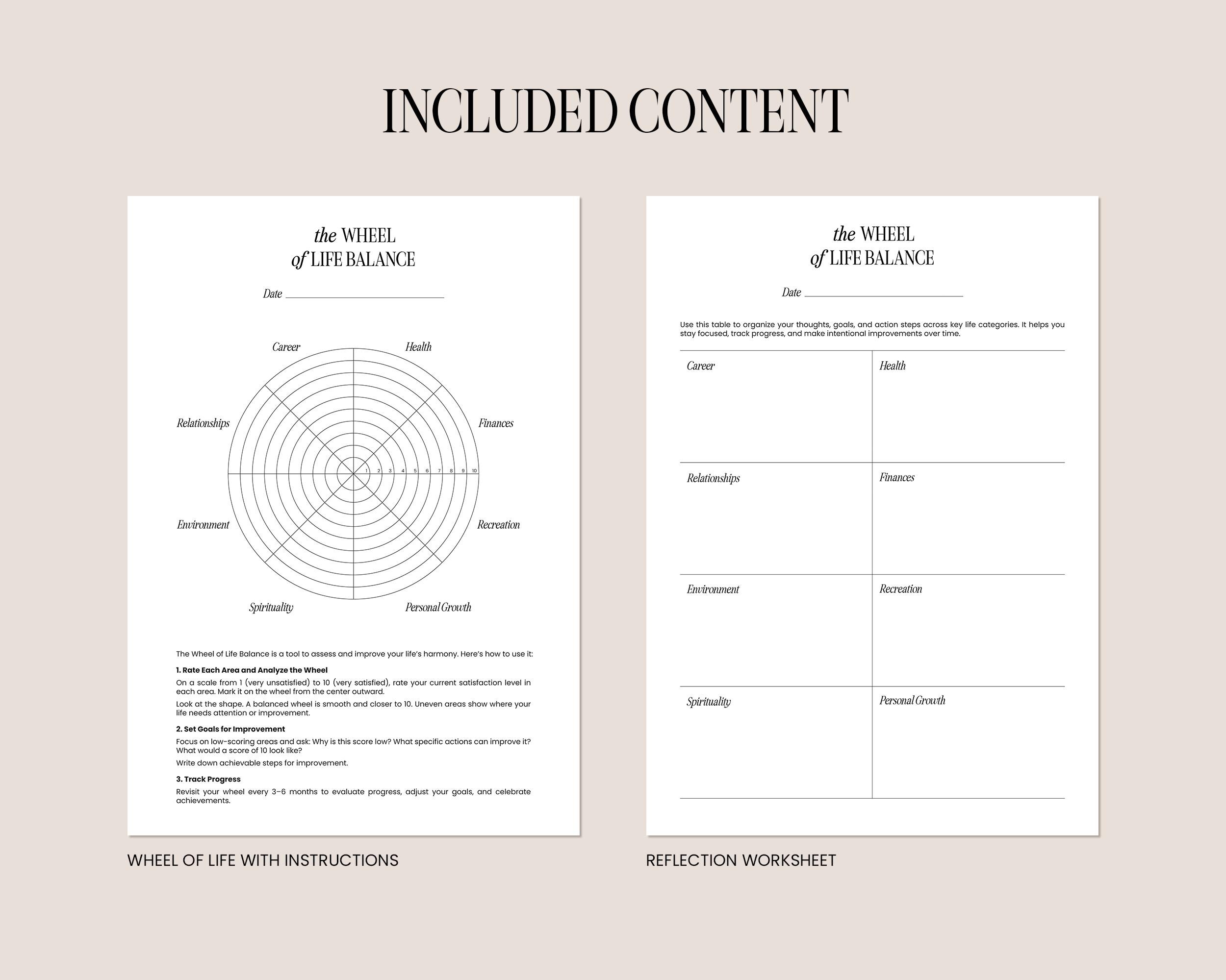 The Wheel of Life Balance, Simple Printable Download, Wheel of Life ...