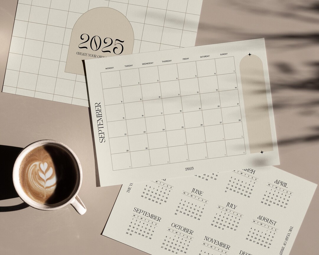 2025 Calendar, Monthly and Weekly Planner, Printable Calendar Template ...