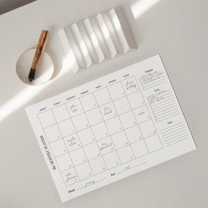 Undated Monthly Planner Template, Minimalist Printable Blank Calendar ...