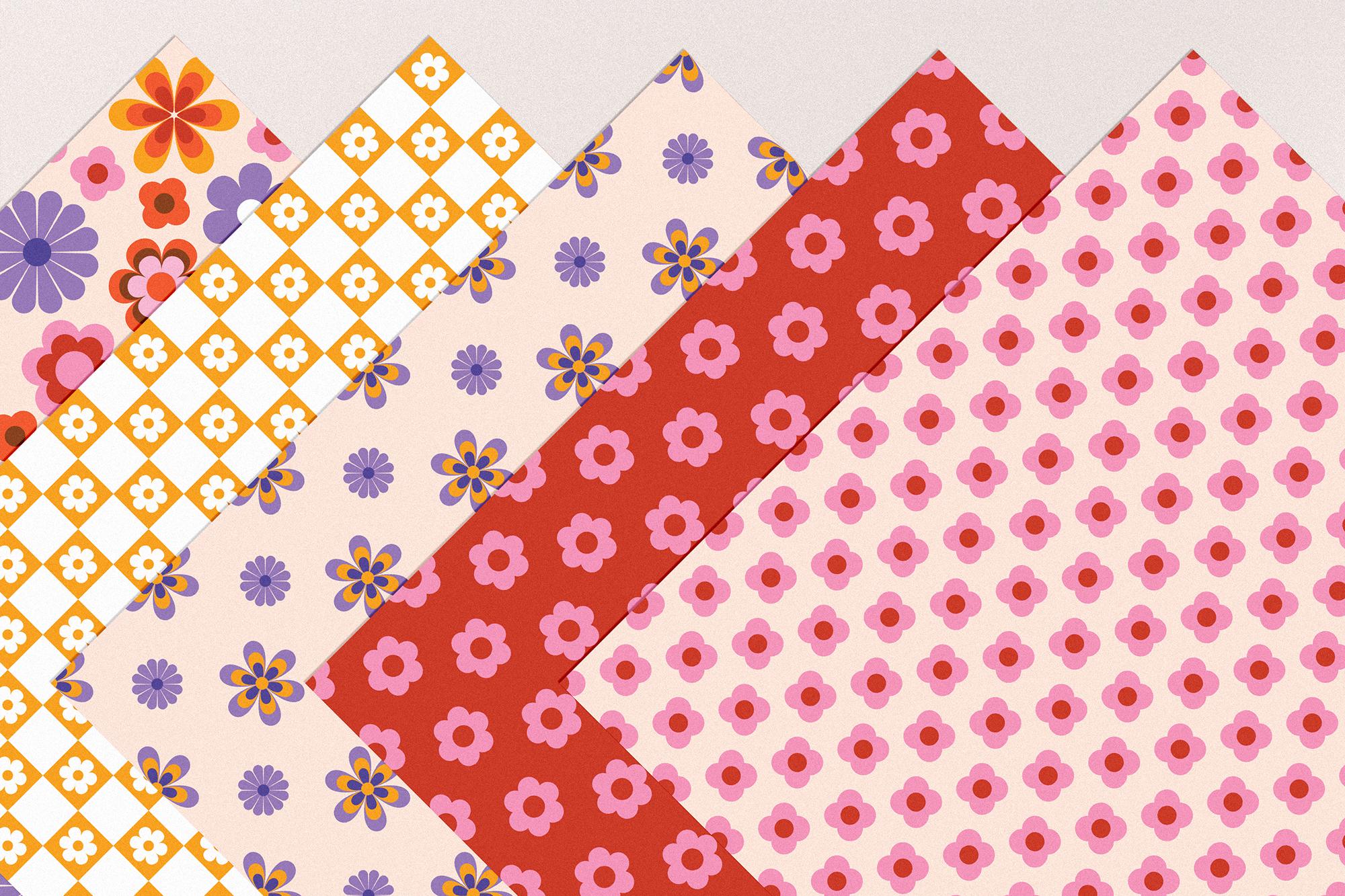 Retro Floral Digital Paper Pack: 60s 70s Scrapbook (PDF & JPEG) - Etsy