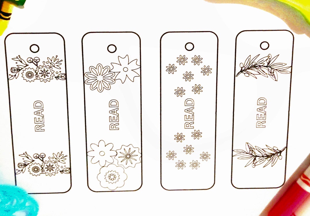 Bookmark Coloring Craft for Kids. Floral Design #1 - Etsy