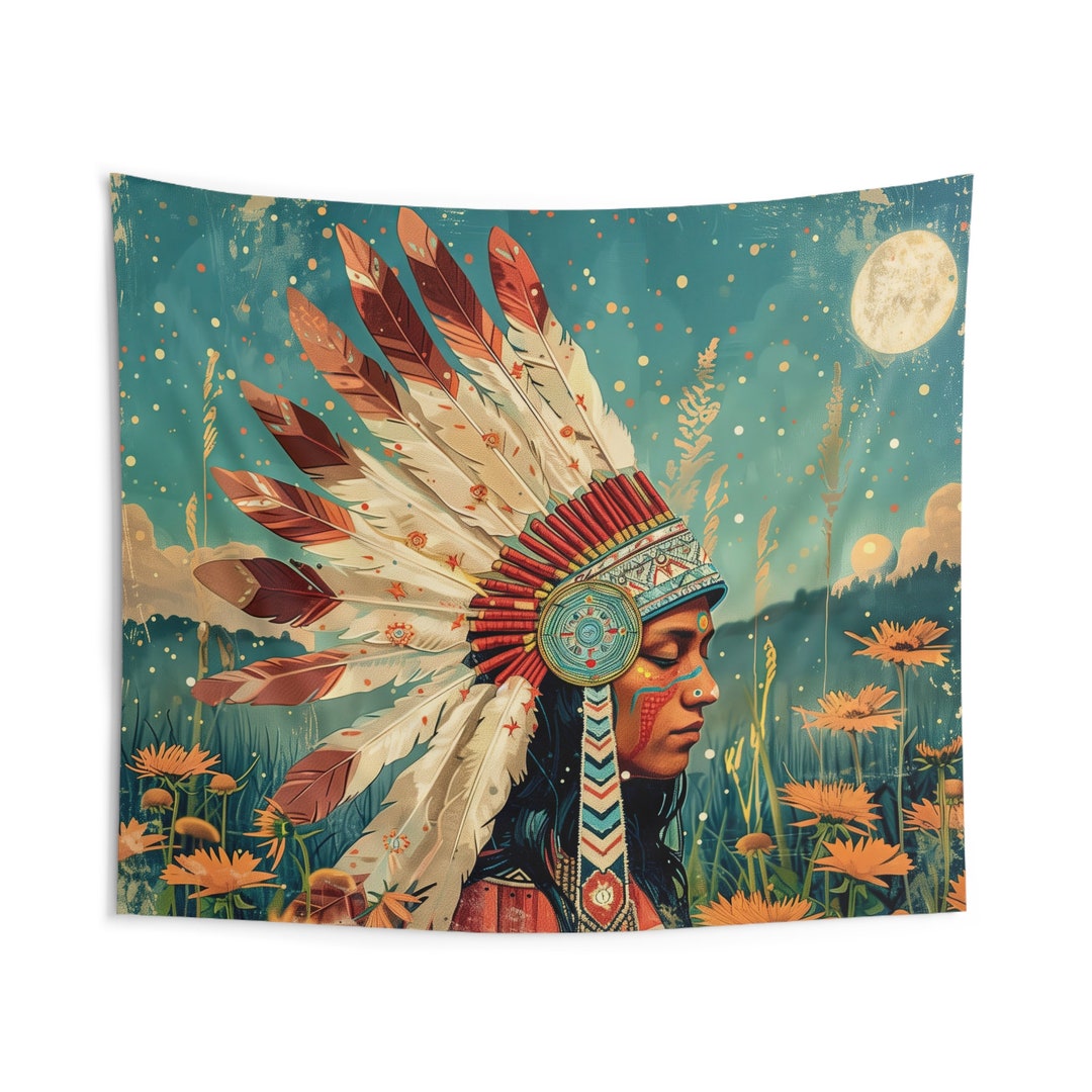 Vintage Mexican Native American Tapestry Heritage Tribal Wall Hanging ...