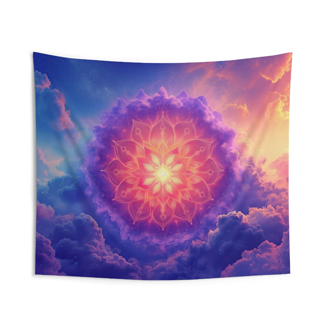Purple Clouds Flower Mandala Tapestry Wall Hanging Room Decor Indian ...