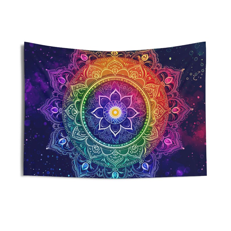 Chakras Lotus Flower Mandala Tapestry Indian Wall Art Wall Decor ...