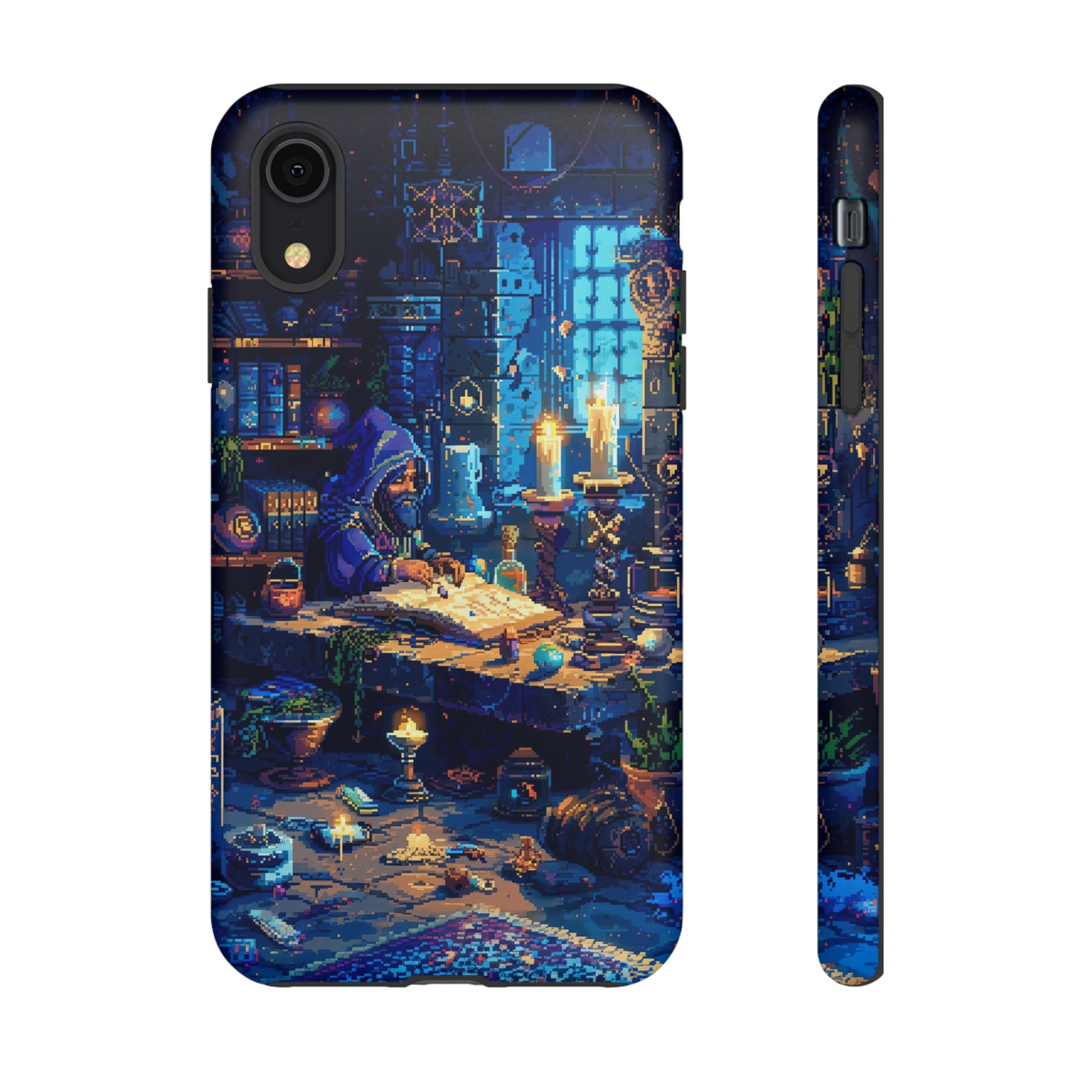 Blue Wizard Pixel Art Retro Gaming Mage Potion iPhone 15 14 13 12 Pro ...