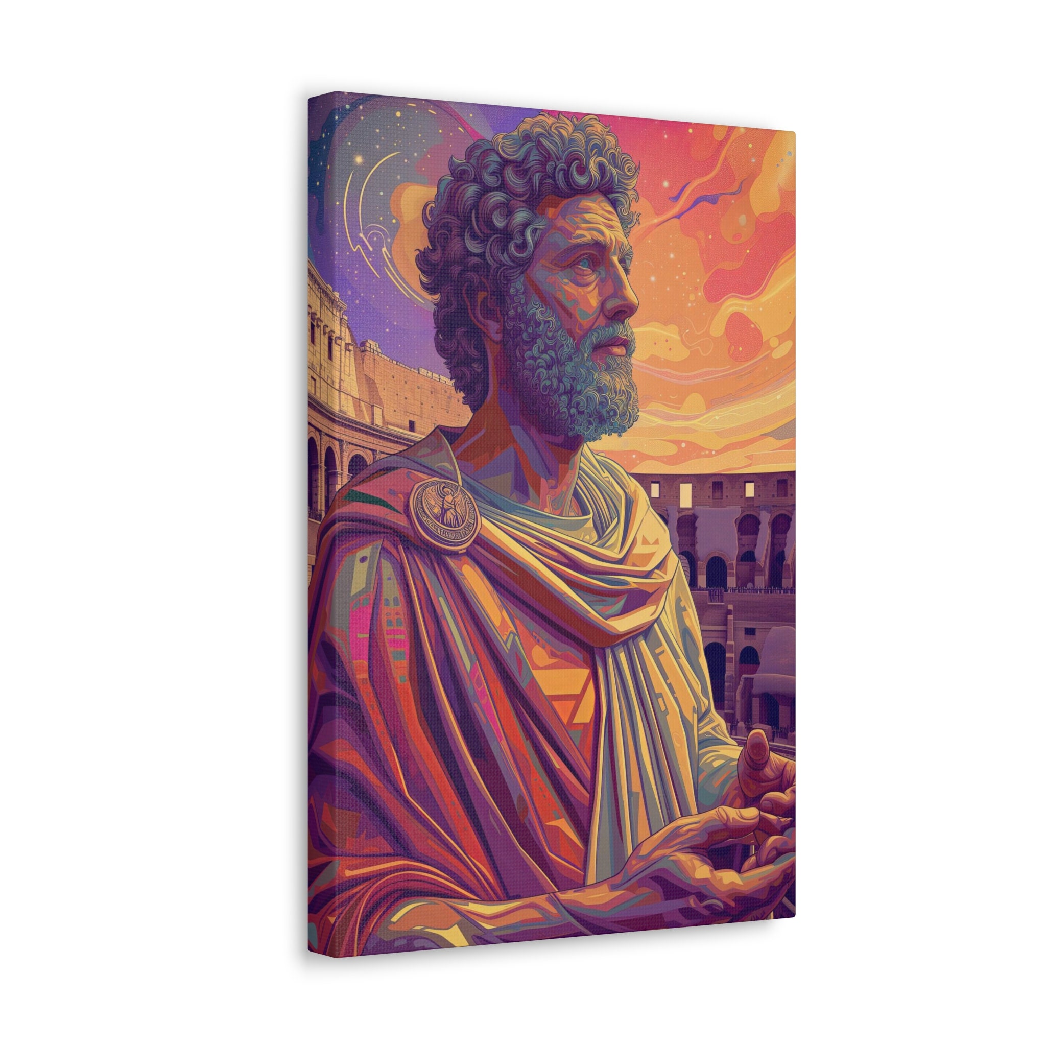 Colorful Modern Stylized Marcus Aurelius Stoic Meditations Canvas ...