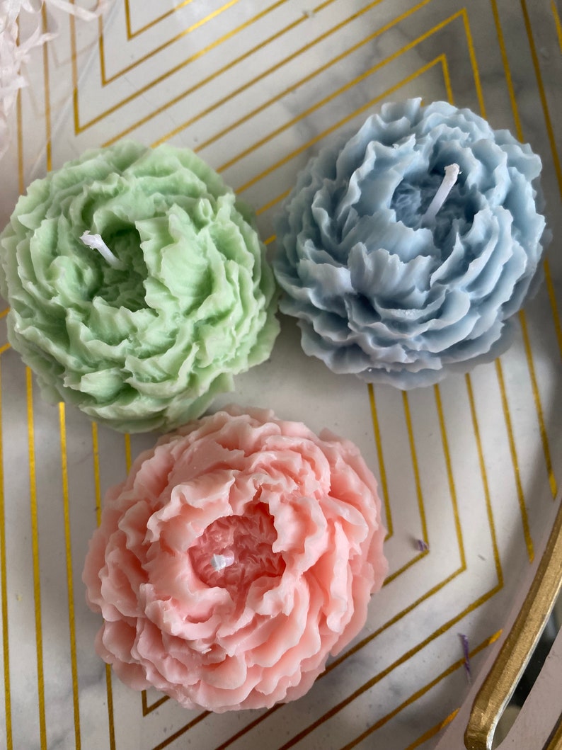 Peony Trio - Flower Candle Set, Organic Handcrafted Soy Wax Gift Set - Etsy
