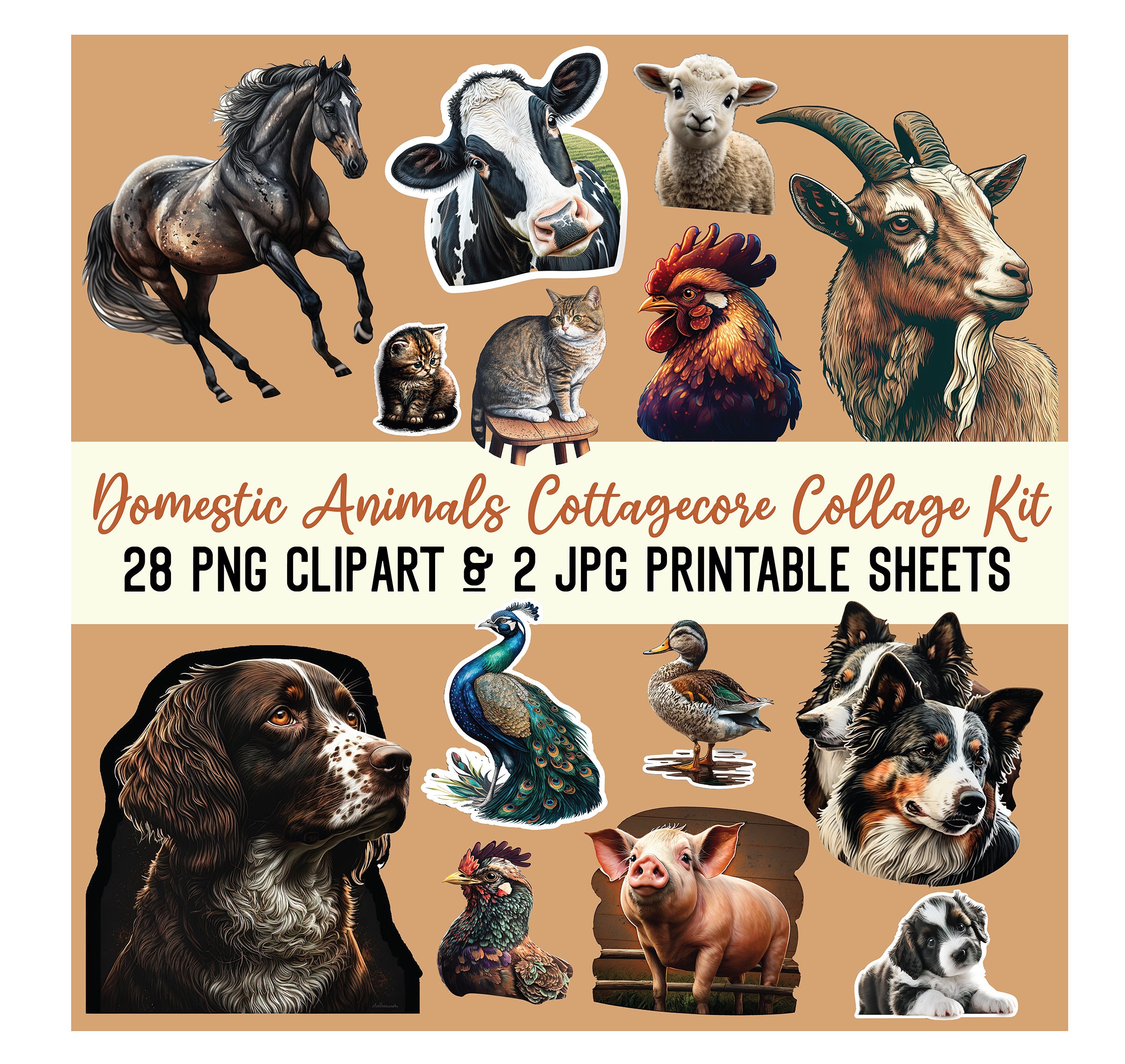 Domestic Animals Collage