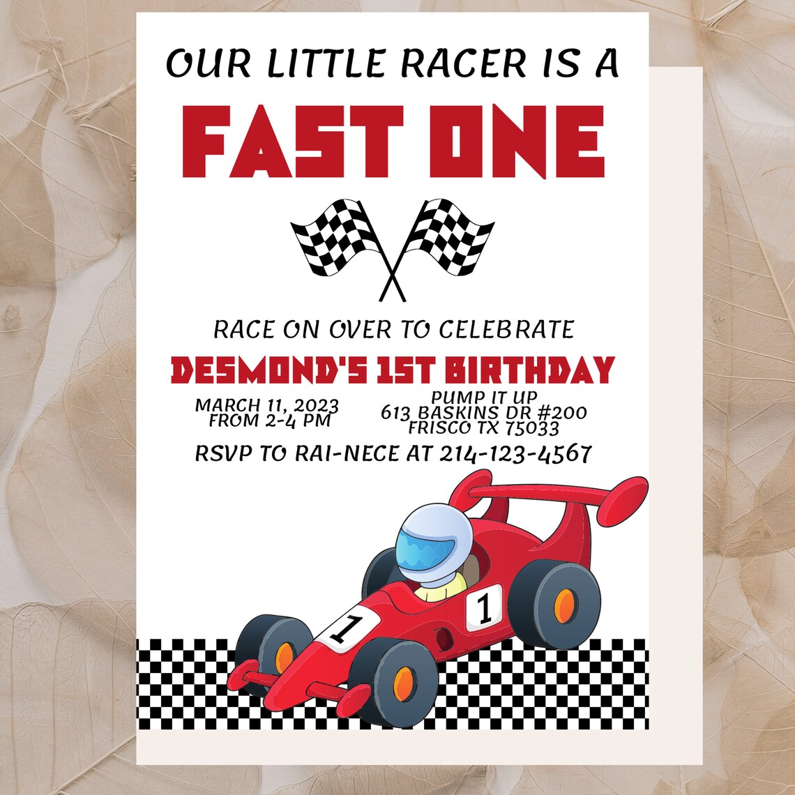 Editable Fast One Invitation Template, Printable Race Car Birthday ...