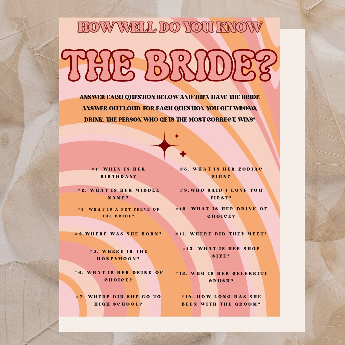 Editable How Well Do You Know the Bride Quiz, Groovy Bachelorette Party ...