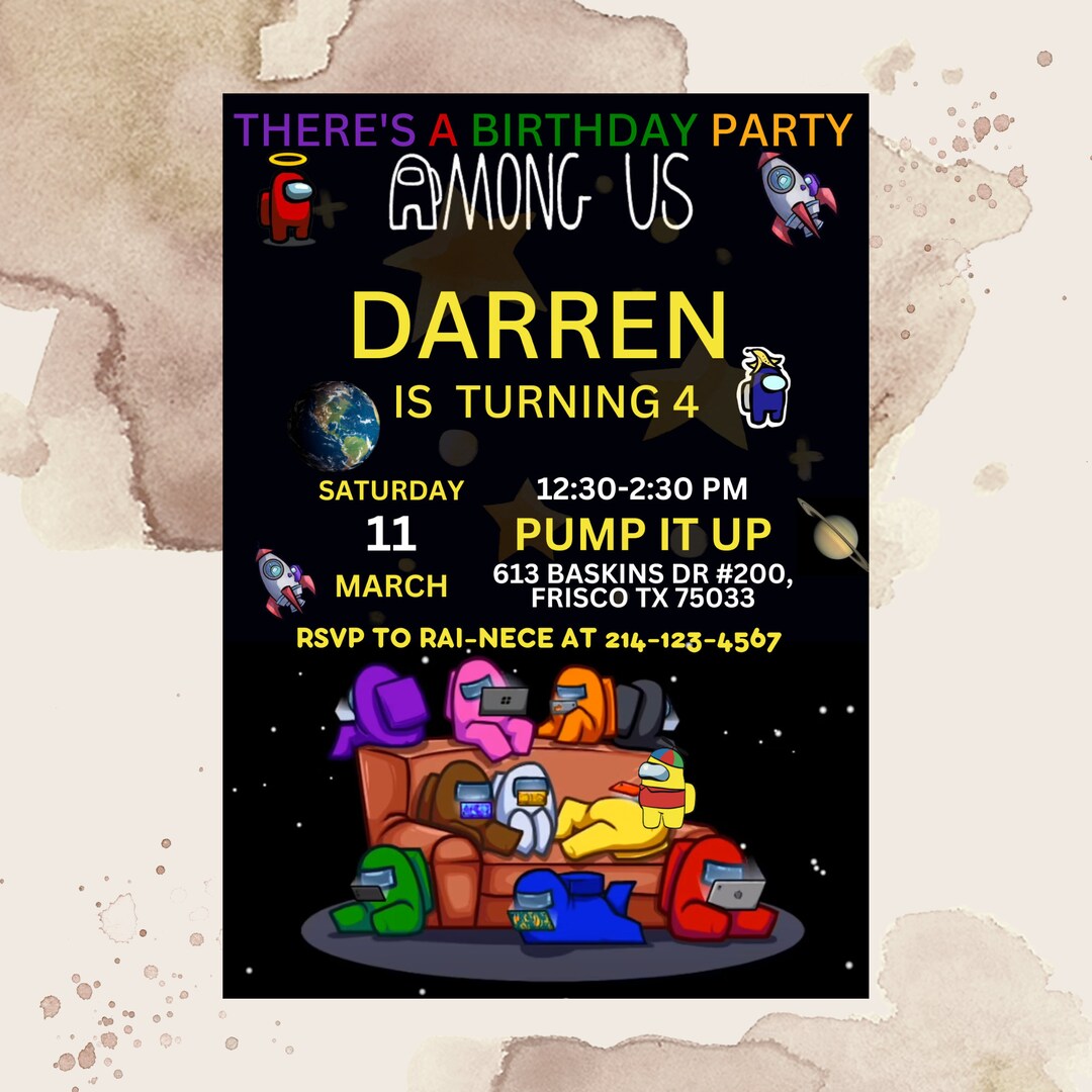 Editable Among Us Birthday Invitation Template, Printable Amongus ...