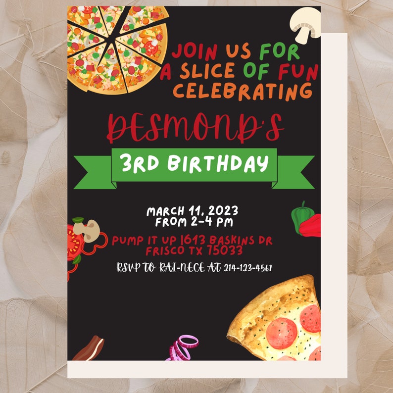 Editable Pizza Party Birthday Invitation Template, Printable Snack ...