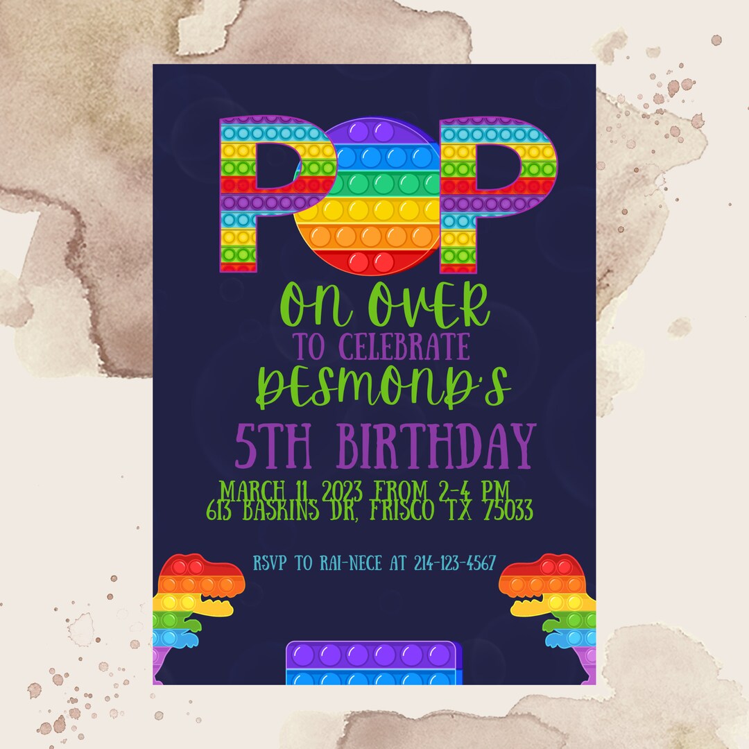 Editable Pop It Birthday Invitation Template, Printable Bubble Pop Toy ...