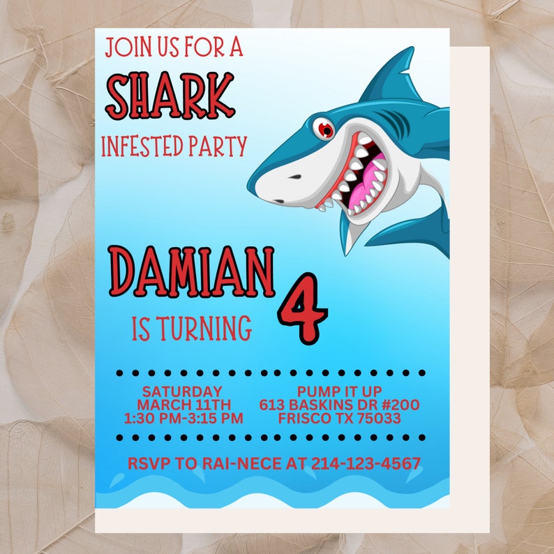 Editable Shark Birthday Invitation, Shark Infested Birthday Invitation ...