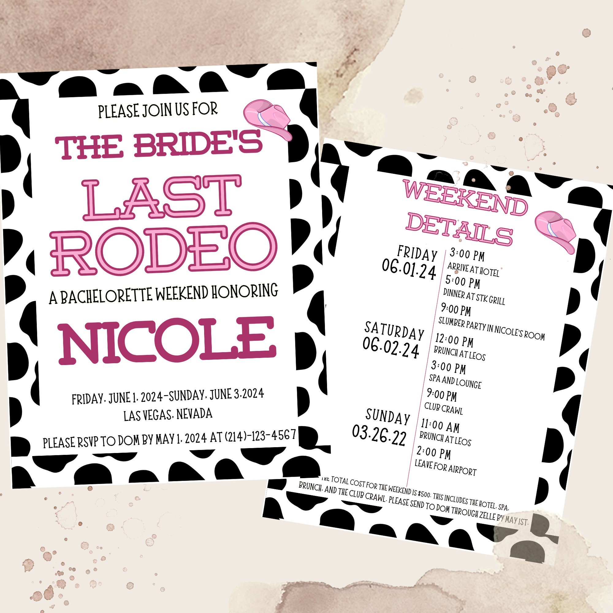 Editable Last Rodeo Bachelorette Invitation, Bachelorette Itinerary ...