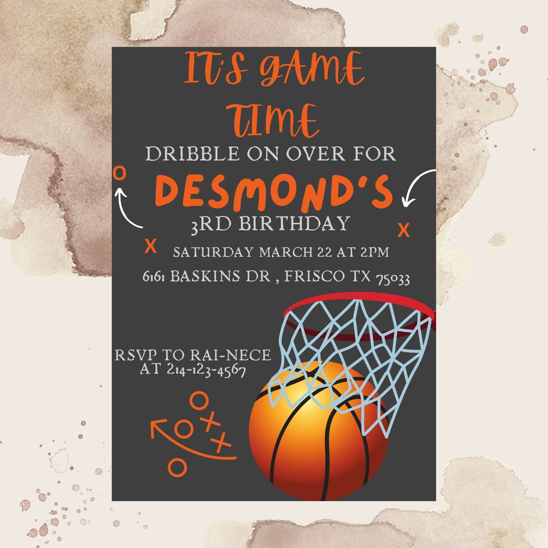 Editable Basketball Birthday Invitation Template, Printable Sports ...