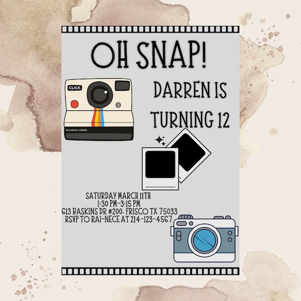 Camera Invitation - Etsy