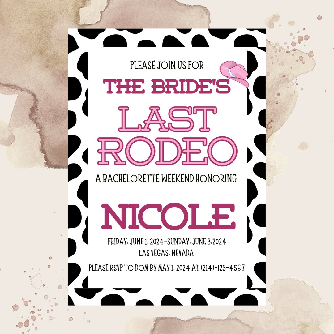 Editable Last Rodeo Bachelorette Invitation, Space Cowgirl Bachelorette ...