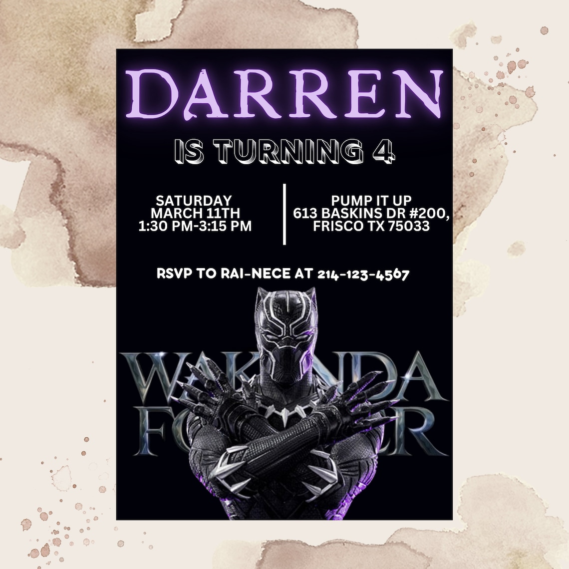 Editable Black Panther Birthday Invitation Template, Printable Wakanda ...