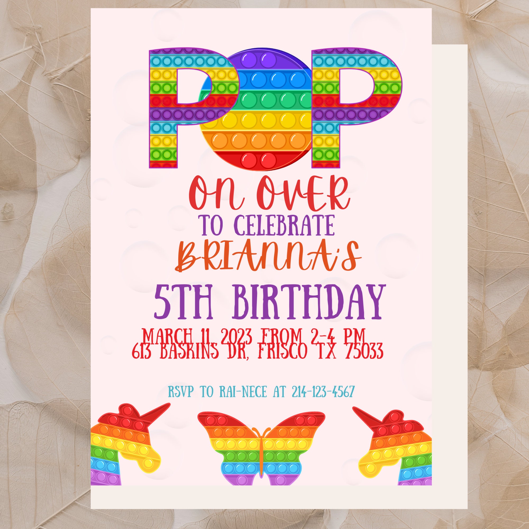 Editable Pop It Birthday Invitation Template, Printable Bubble Pop Toy ...