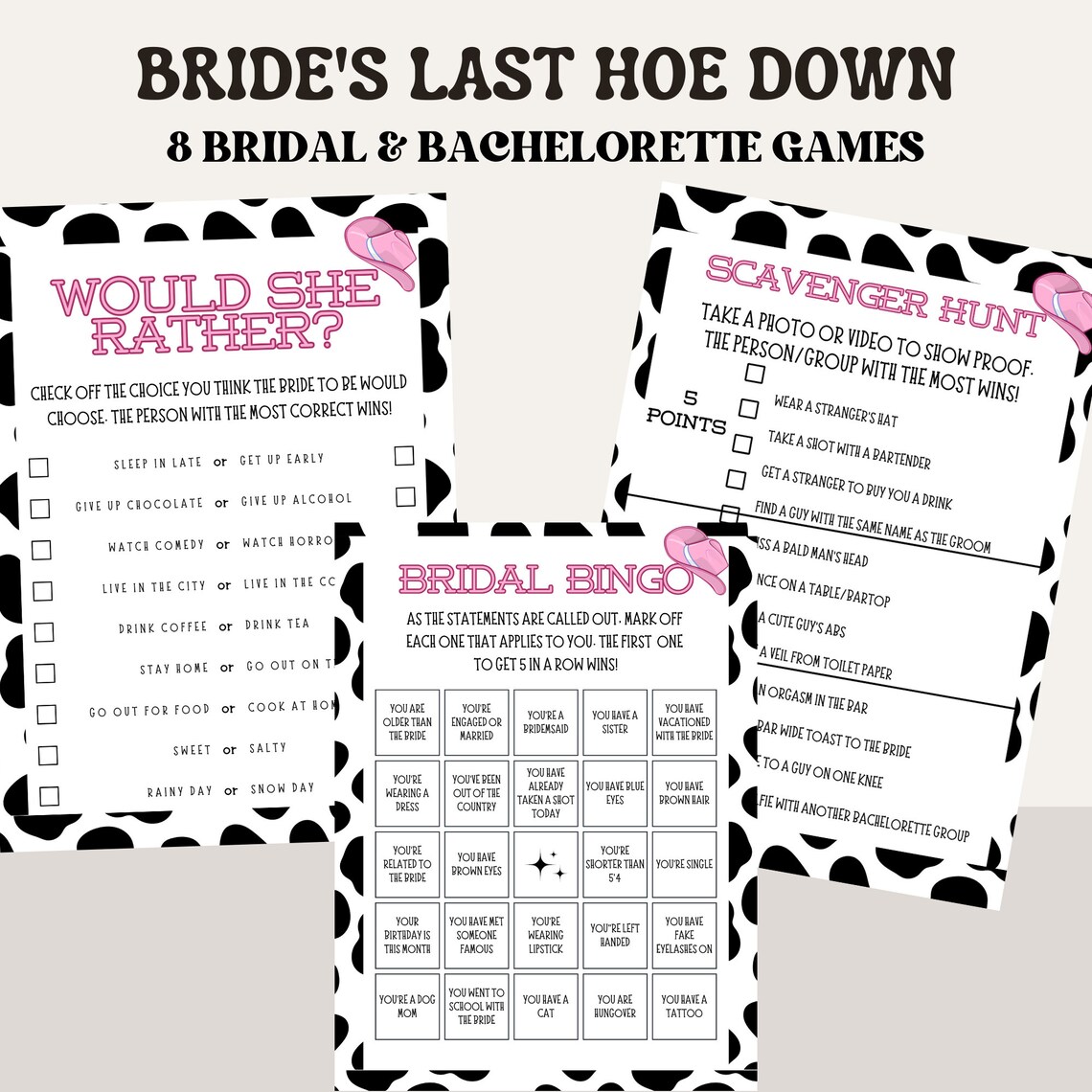 Editable Last Hoe Down Bachelorette Party Template Games, Last Rodeo ...