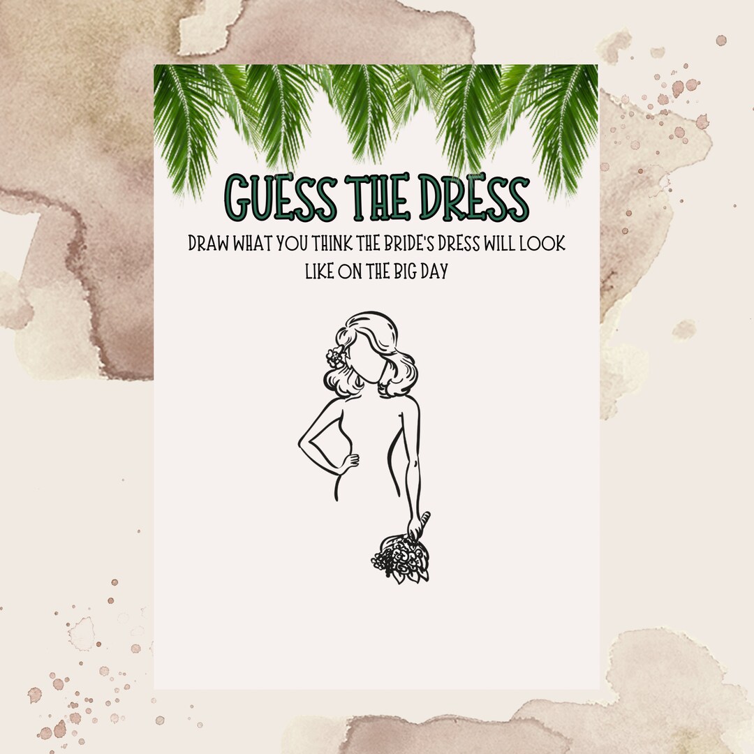 Editable Guess the Dress Game, Bridal Guess the Dress Template, Sketch ...