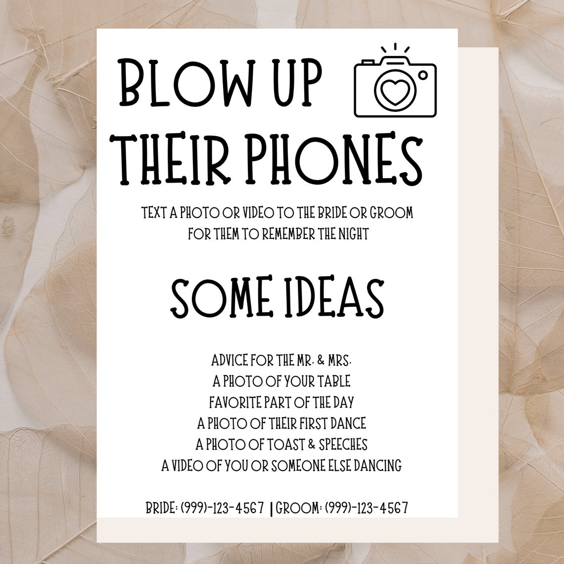 Editable Blow up Their Phone Sign, I Spy Wedding Game, Minimalist ...