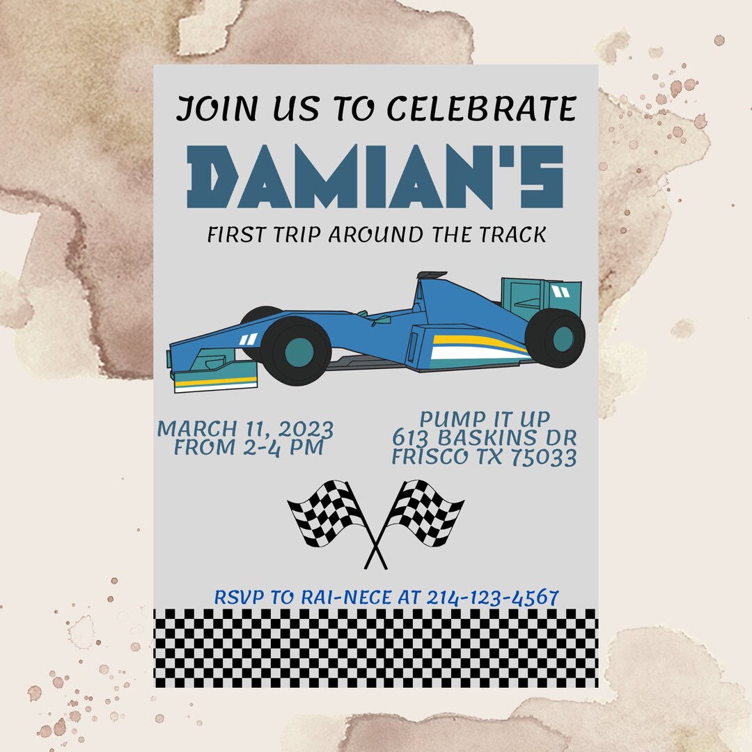 Editable Fast One Invitation Template, Printable Race Car Birthday ...