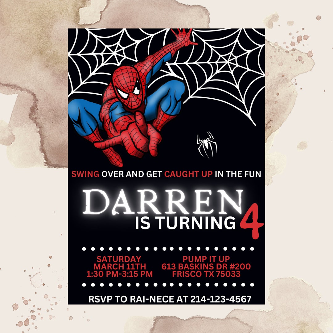 Editable Spider Man Birthday Invitation Template, Printable Super Hero ...