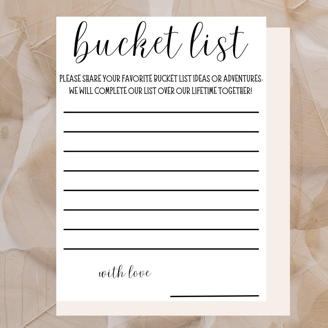 Editable Bucket List Game, Bridal Shower Bucket List, Guestbook Bucket ...