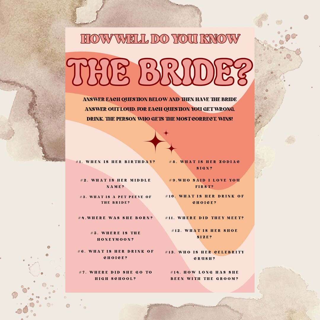 Editable How Well Do You Know the Bride Quiz Groovy - Etsy